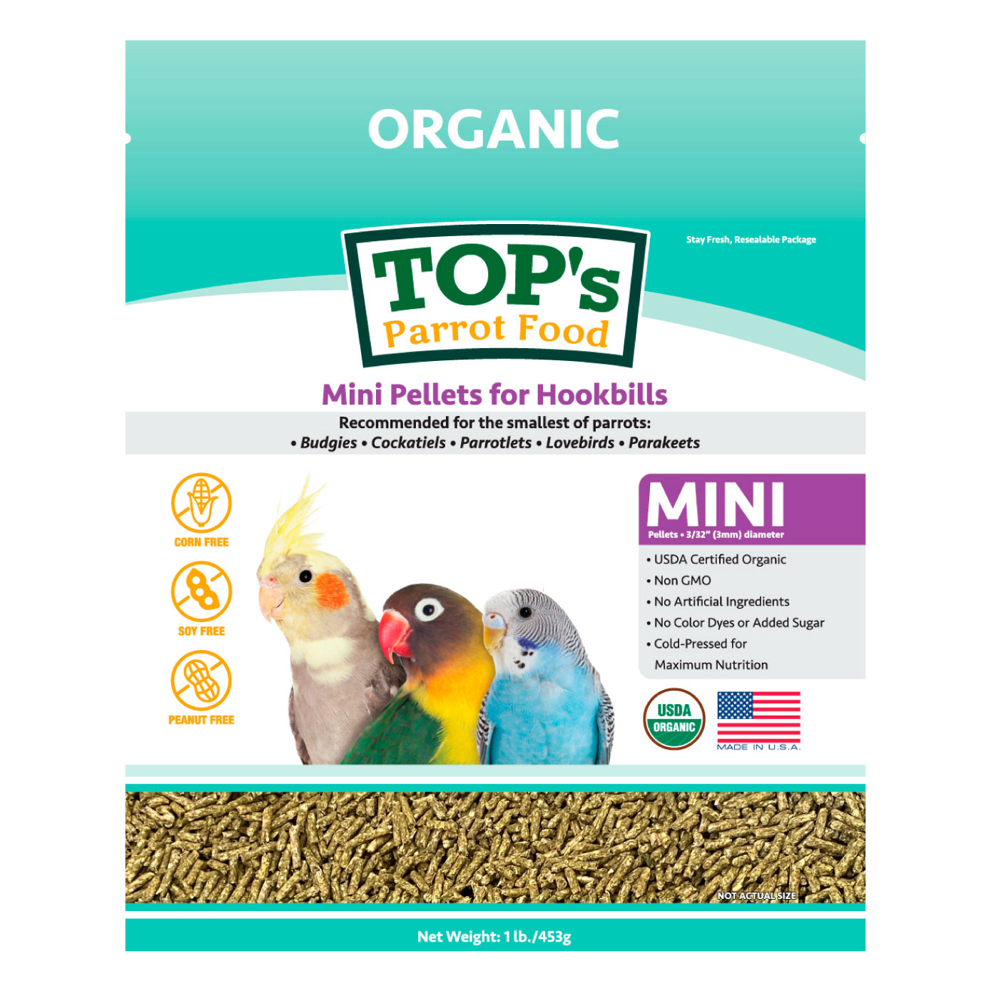 TOP's Parrot Food Mini Pellets, 1 lb – BirdieBoutique.com