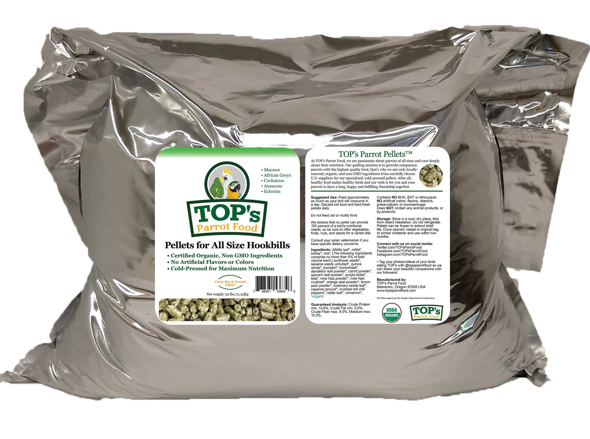 TOP's Parrot Food Parrot Pellets, 25 lb – BirdieBoutique.com